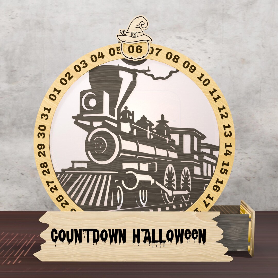 Ghost Train Halloween Countdown SVG: Laser Cut Calendar Sign (digital ...