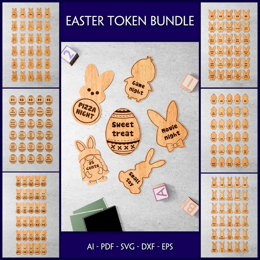 Easter Token SVG, Kids Easter Laser Files, Easter Coin SVG, Easter Egg ...
