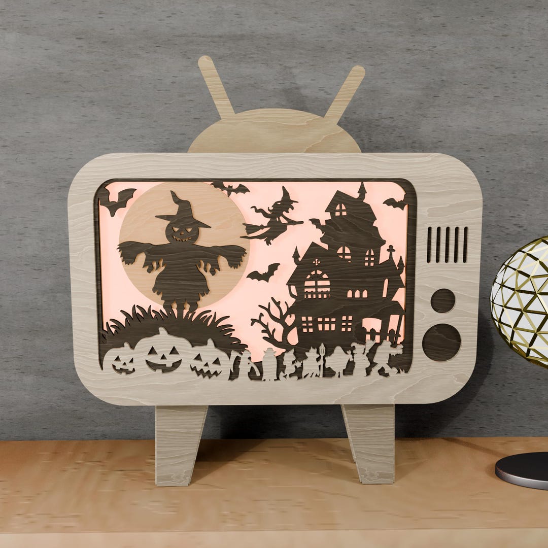 Layered Halloween Shadow Box SVG | Scarecrow Haunted House Lightbox ...