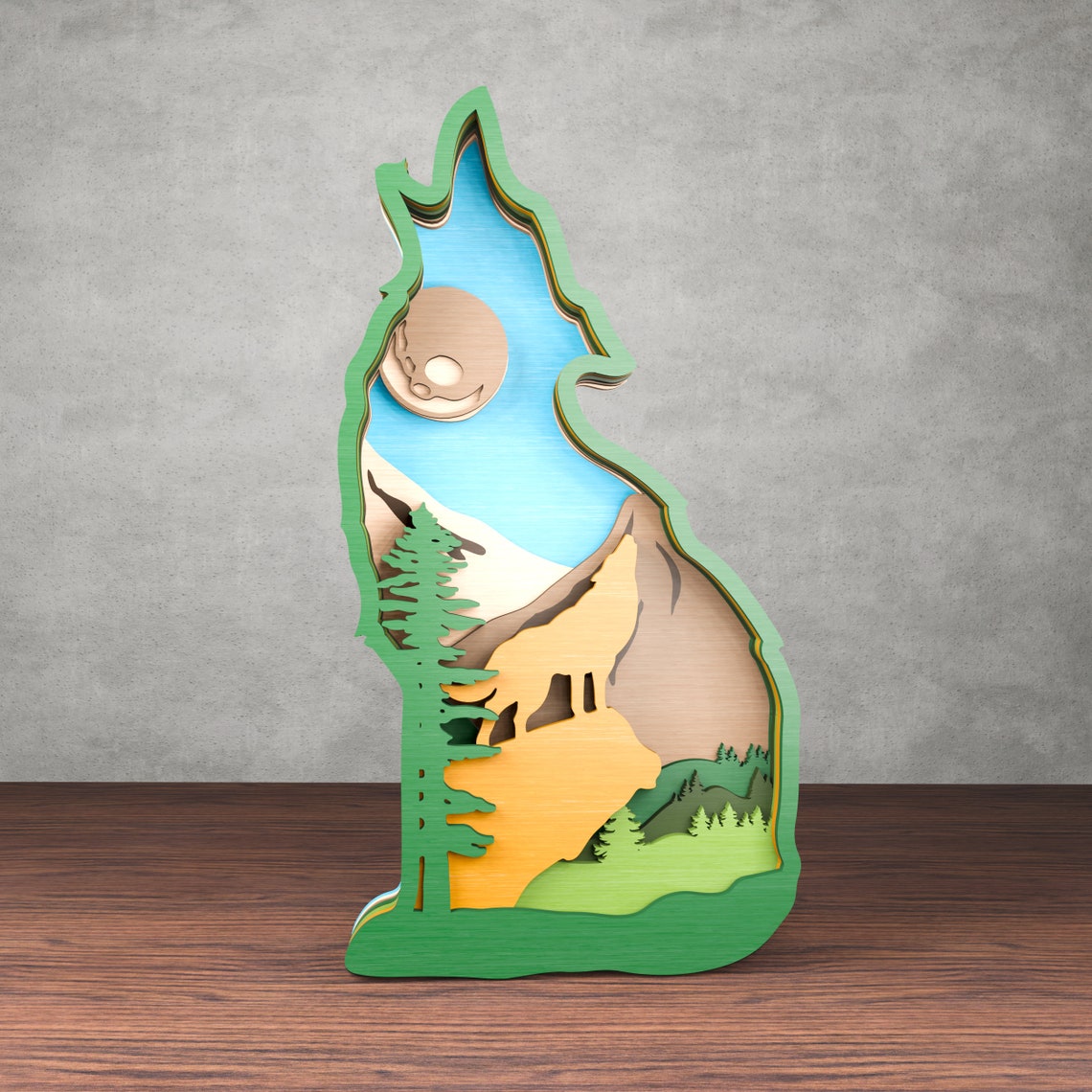 Wolf SVG - Laser Cut Files - 8 Layer Art Piece for Glowforge - Etsy