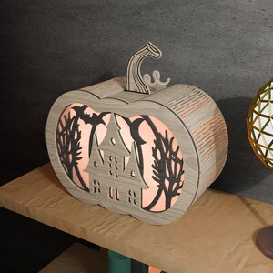 Haunted House Pumpkin Lightbox SVG – Halloween Laser Cut With Trees and ...