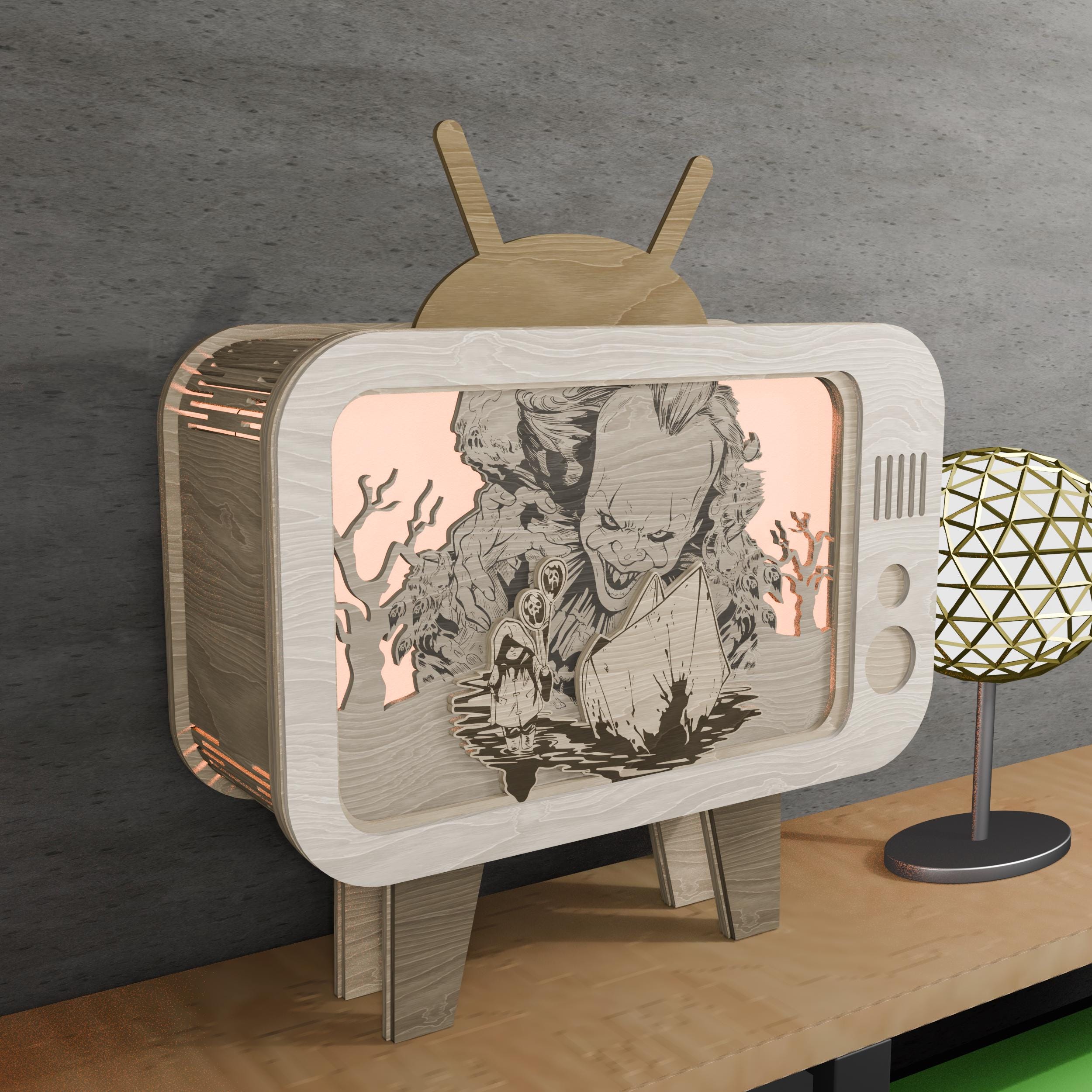 Creepy Clown TV Lightbox SVG: Halloween Horror Laser Cut File (digital ...