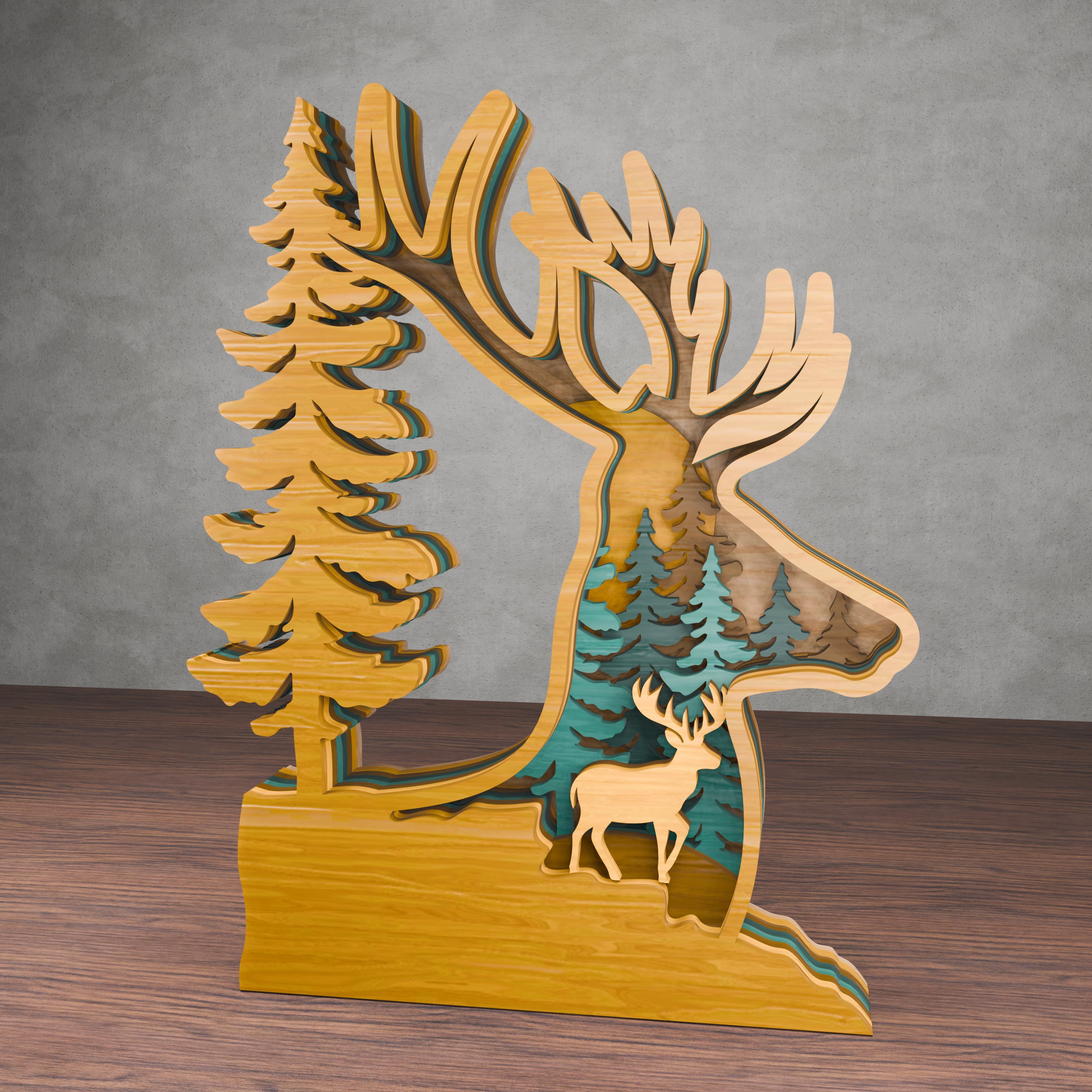 Animal SVG, Deer Svg, Laser Cut Files - 6 Layer Art Piece for Glowforge ...