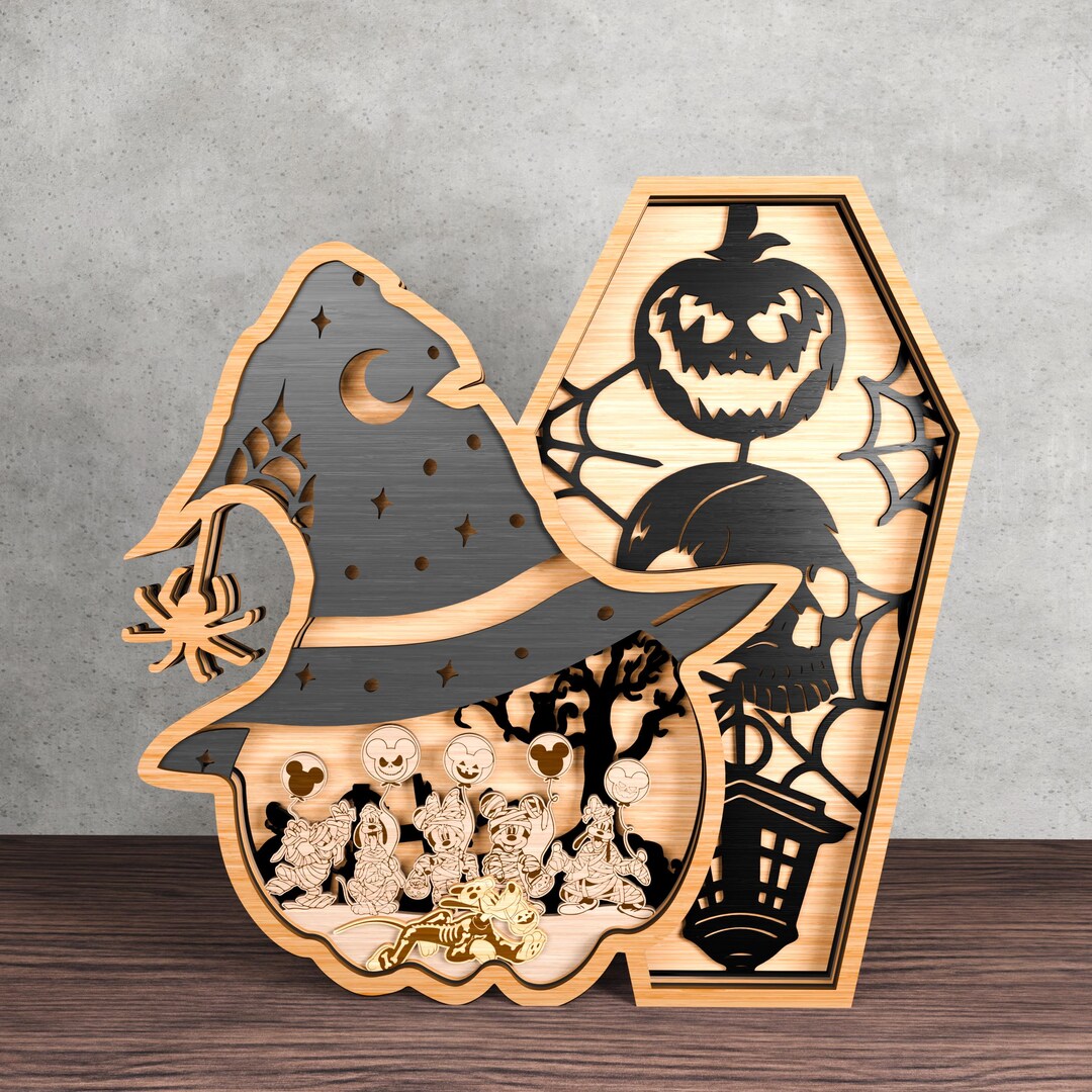 Halloween Multi-layer, Laser Cut Fles - 7 Layer Art Piece for Glowforge ...