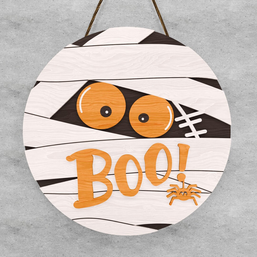 Rustic Halloween Ghost Welcome Sign – Foolish Mortals Door Hanger for ...