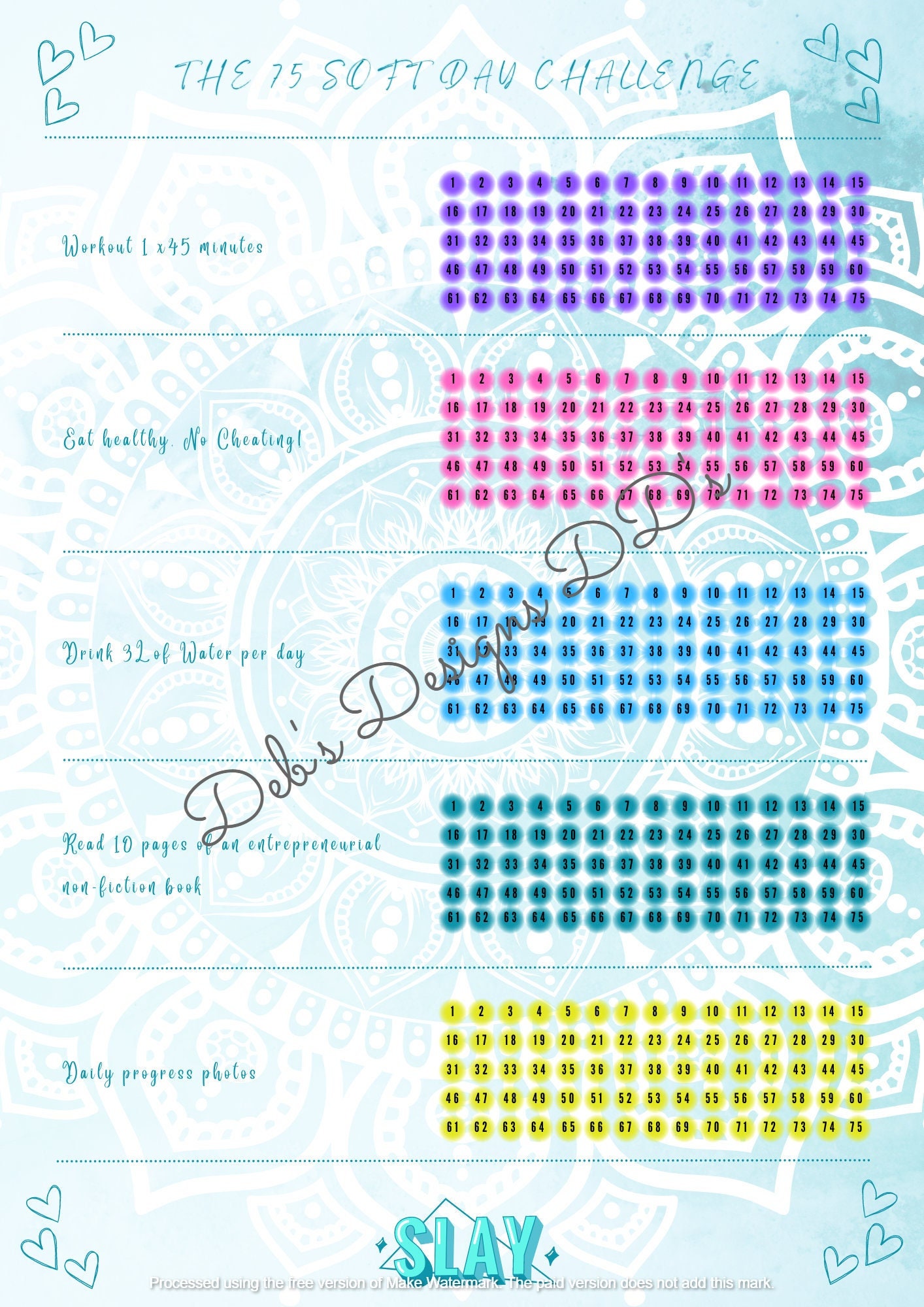 Instant Download - Printable - the 75 Soft Day Challenge - Simple - One ...