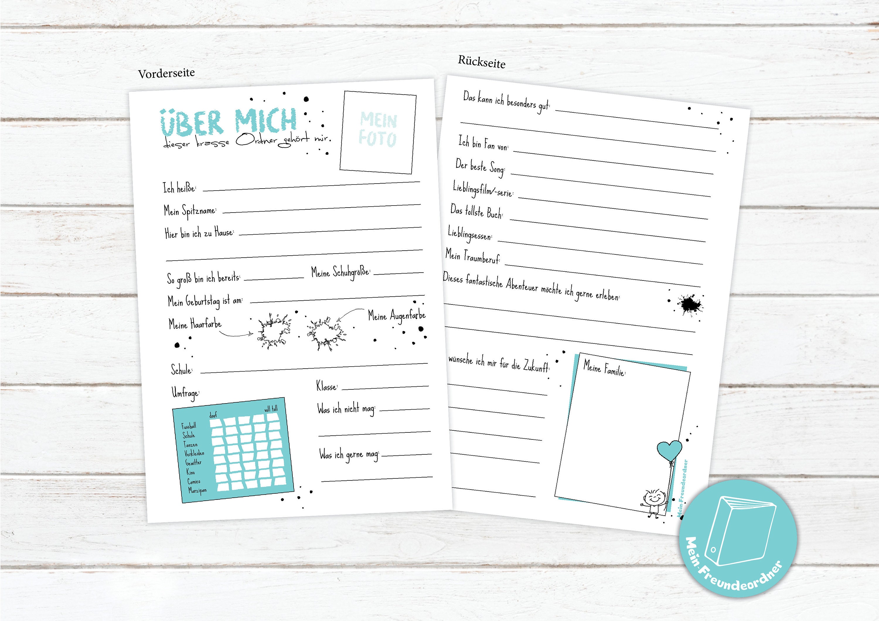 Friends Book Pages Profile THIS FOLDER BELONGS TO kleckse Turquoise ...