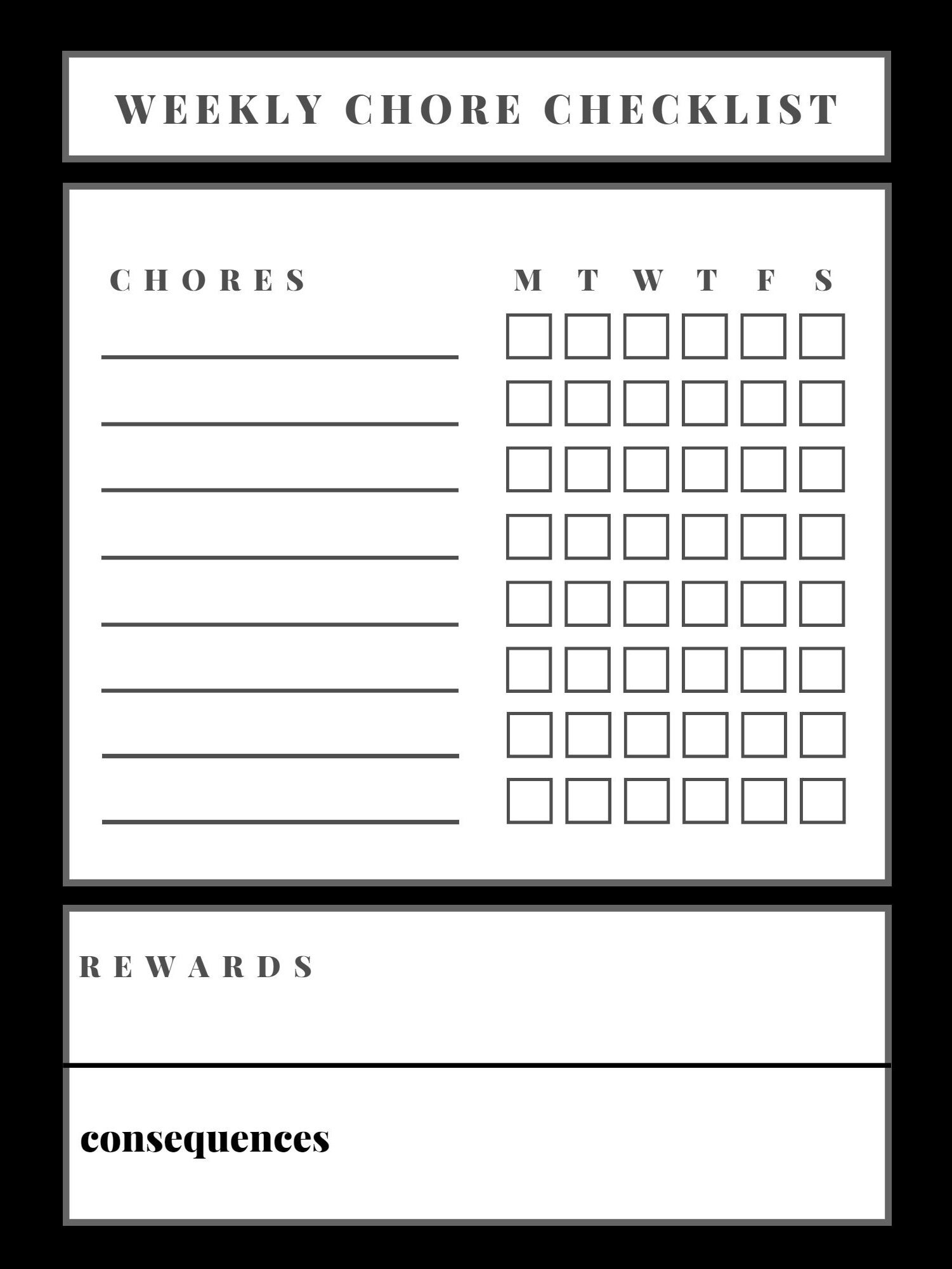 Chore Checklist, Chore List, Kids Chore Schedule, Kids Chore Chart ...