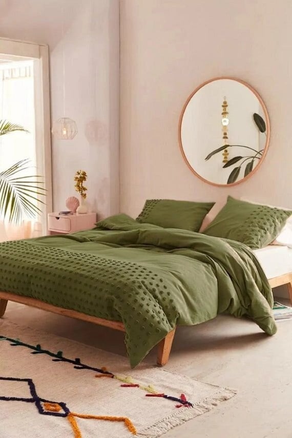 Burnt Orange Terracotta Tufted Cotton Duvet Cover Set Bedding Comforter Cover With Pillowcases Home Decor Down Duvet Cover Gift for Her Etsy UK