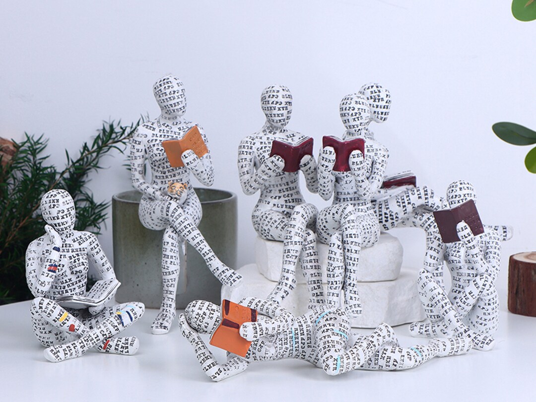 Reading Woman Statue Sculptures Paper Pulp Desk Ornaments Resin ...