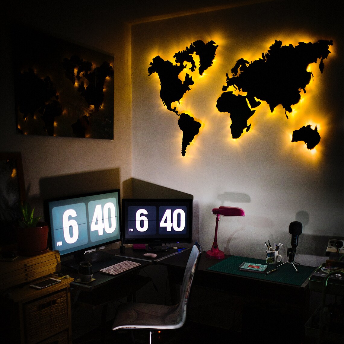 Led World Map Home Design Home Deco Led Wooden Map Led - Etsy