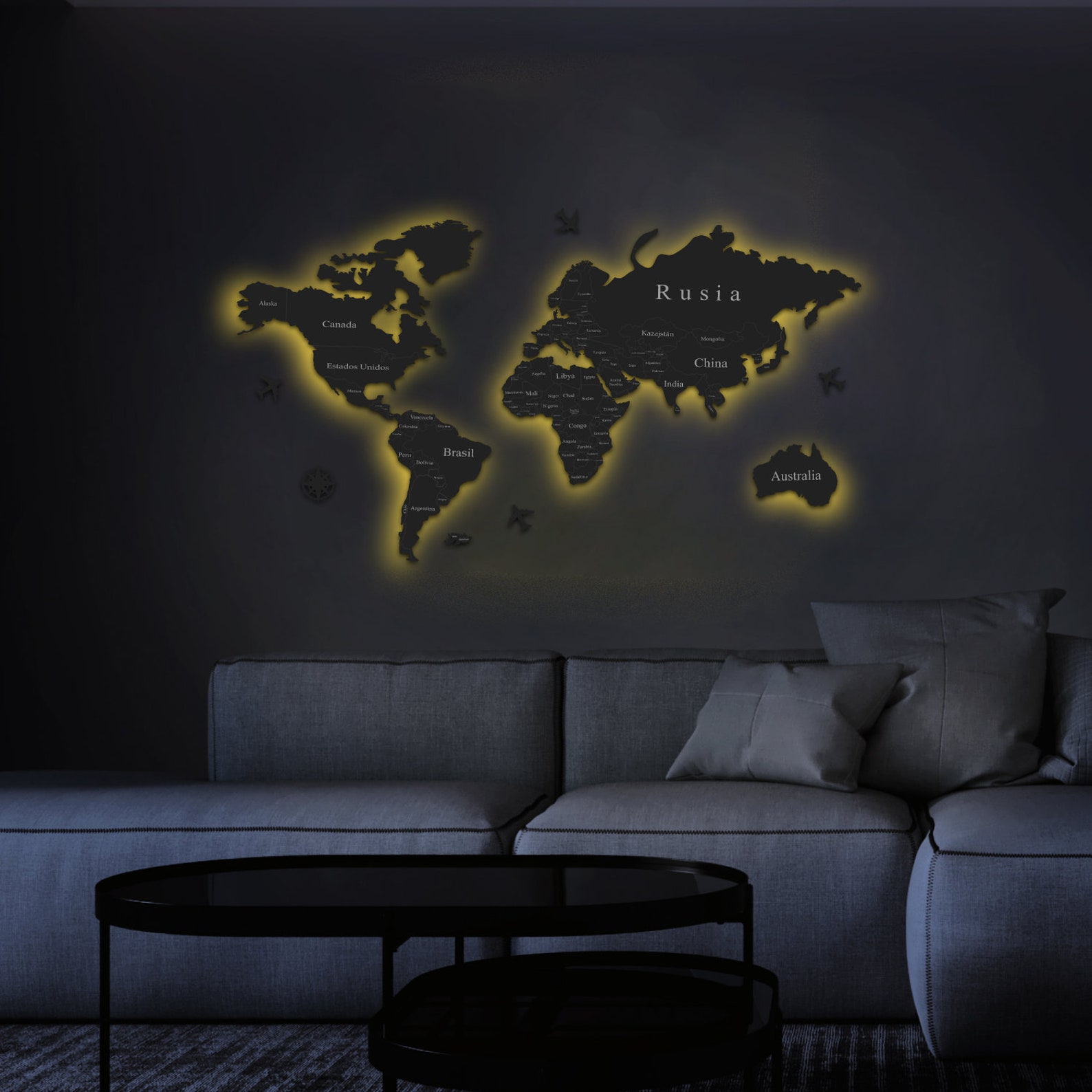 Led World Map Home Design Home Deco Led Wooden Map Led Handmade Perfect ...