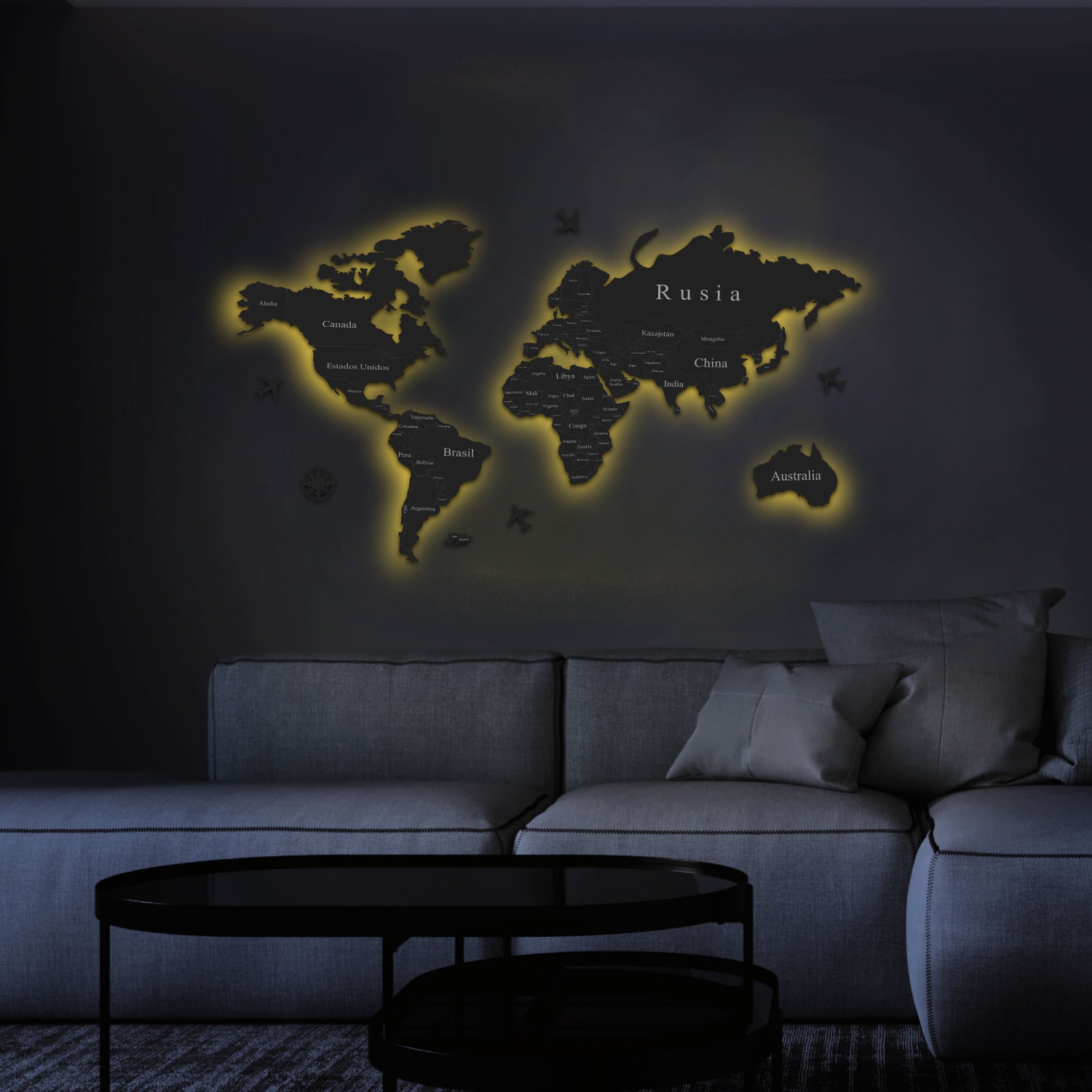 Led World Map Home Design Home Deco Led Wooden Map Led Handmade Perfect ...