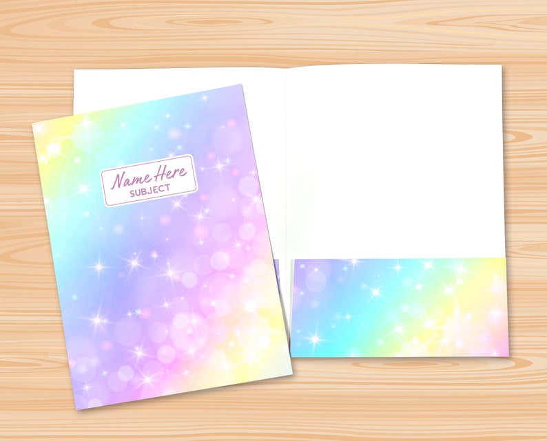 Rainbow Design Custom 2 Pocket Folders. Design on Inside - Etsy