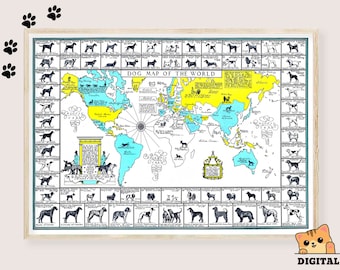 Dog Breed World Map - Etsy