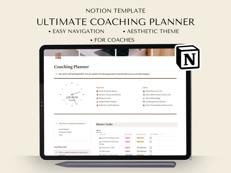 Notion Template Coaching Planner Notion Client Portal Online Course ...