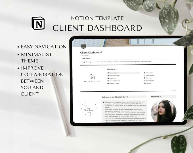 Client Dashboard Notion Template, Notion Client Portal Template ...