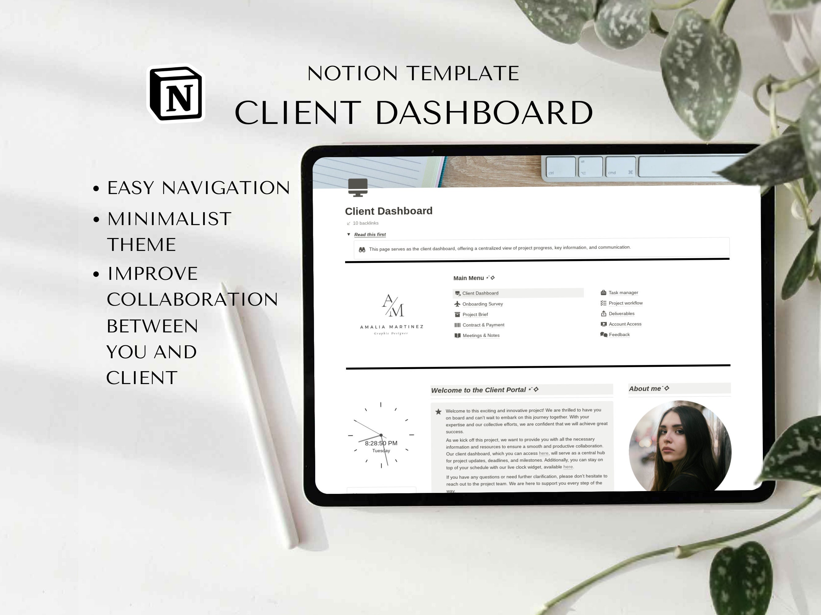 Client Dashboard Notion Template, Notion Client Portal Template ...