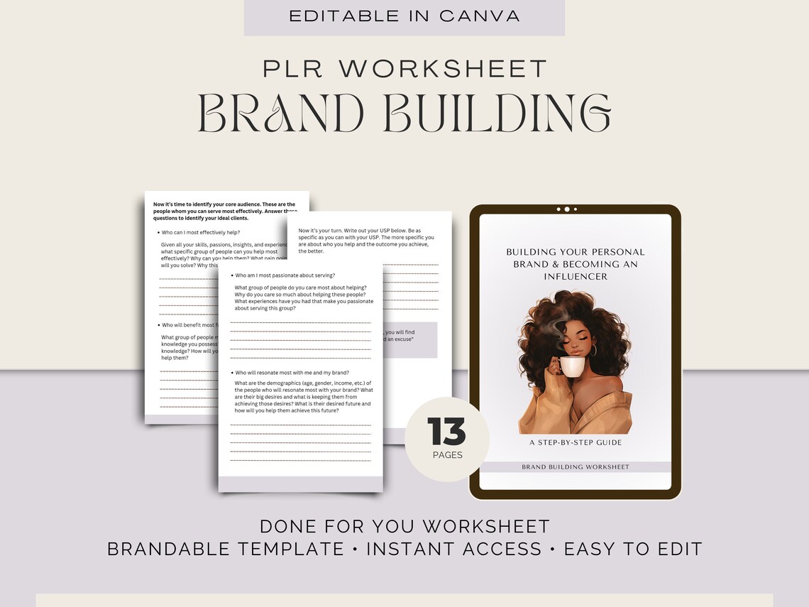 Done for You Brand Building Guide Brandable Worksheet Editable Canva ...