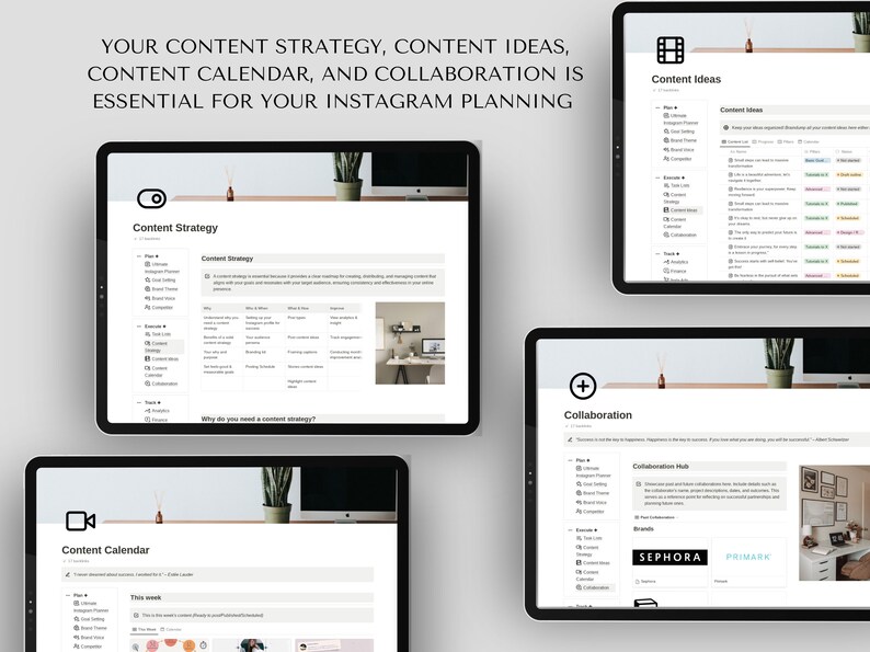 Ultimate Instagram Planner, Notion Template Business, Content Calendar ...