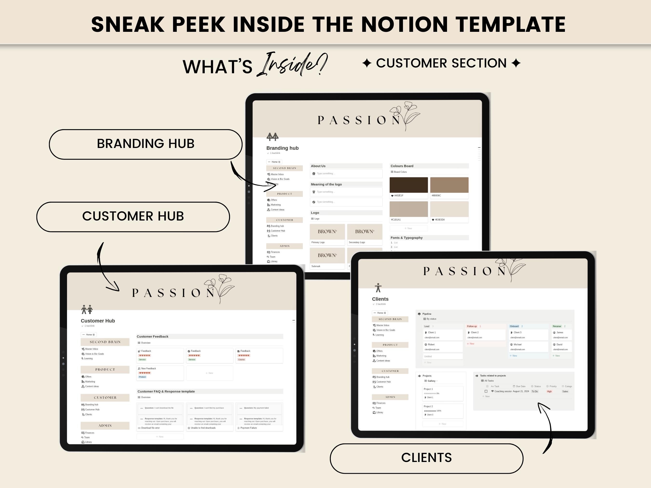 Business Planner Notion Template, Notion Client Dashboard, Project ...