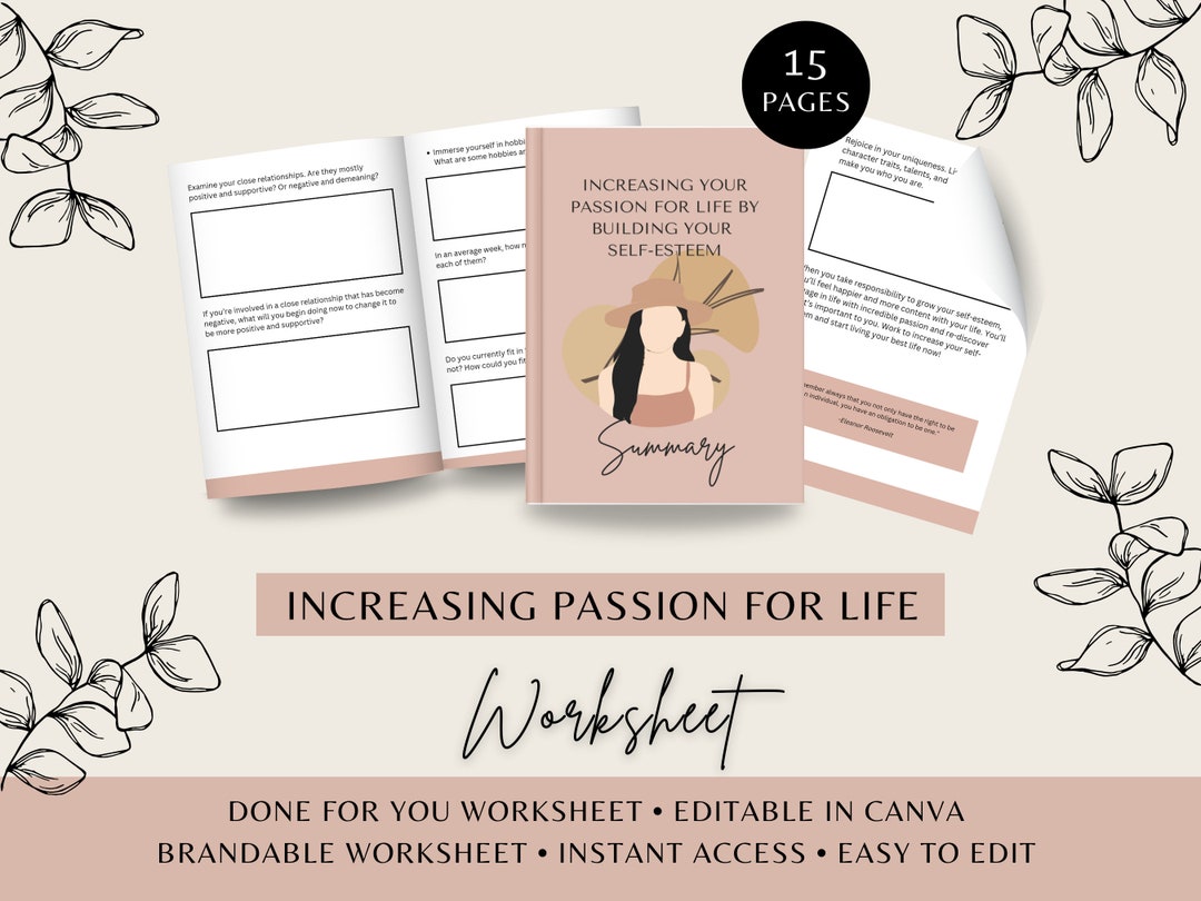 Done for You Increasing Your Passion for Life Worksheet - Etsy