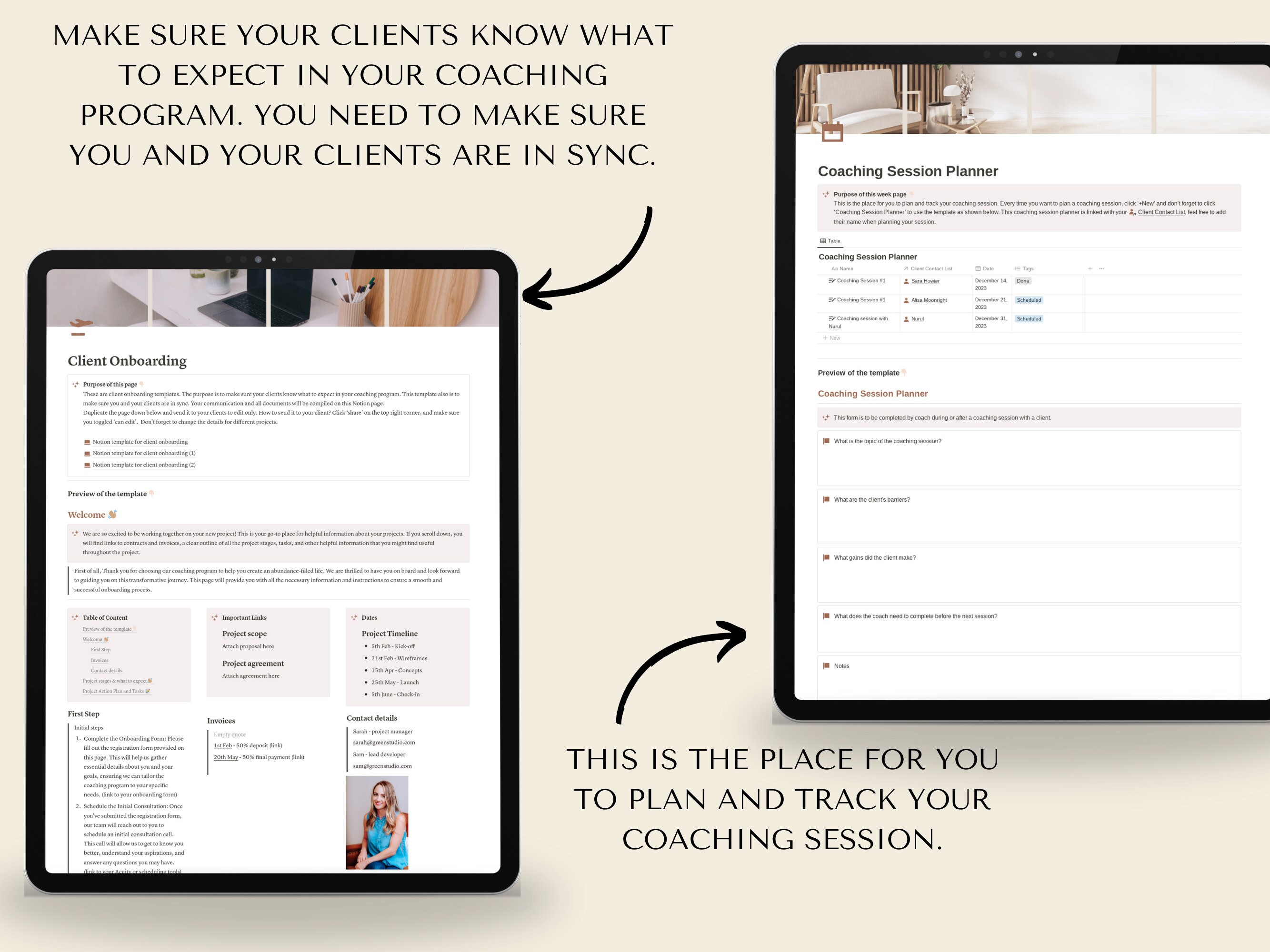 Notion Template Coaching Planner Notion Client Portal Online Course Template Coaching Business ...
