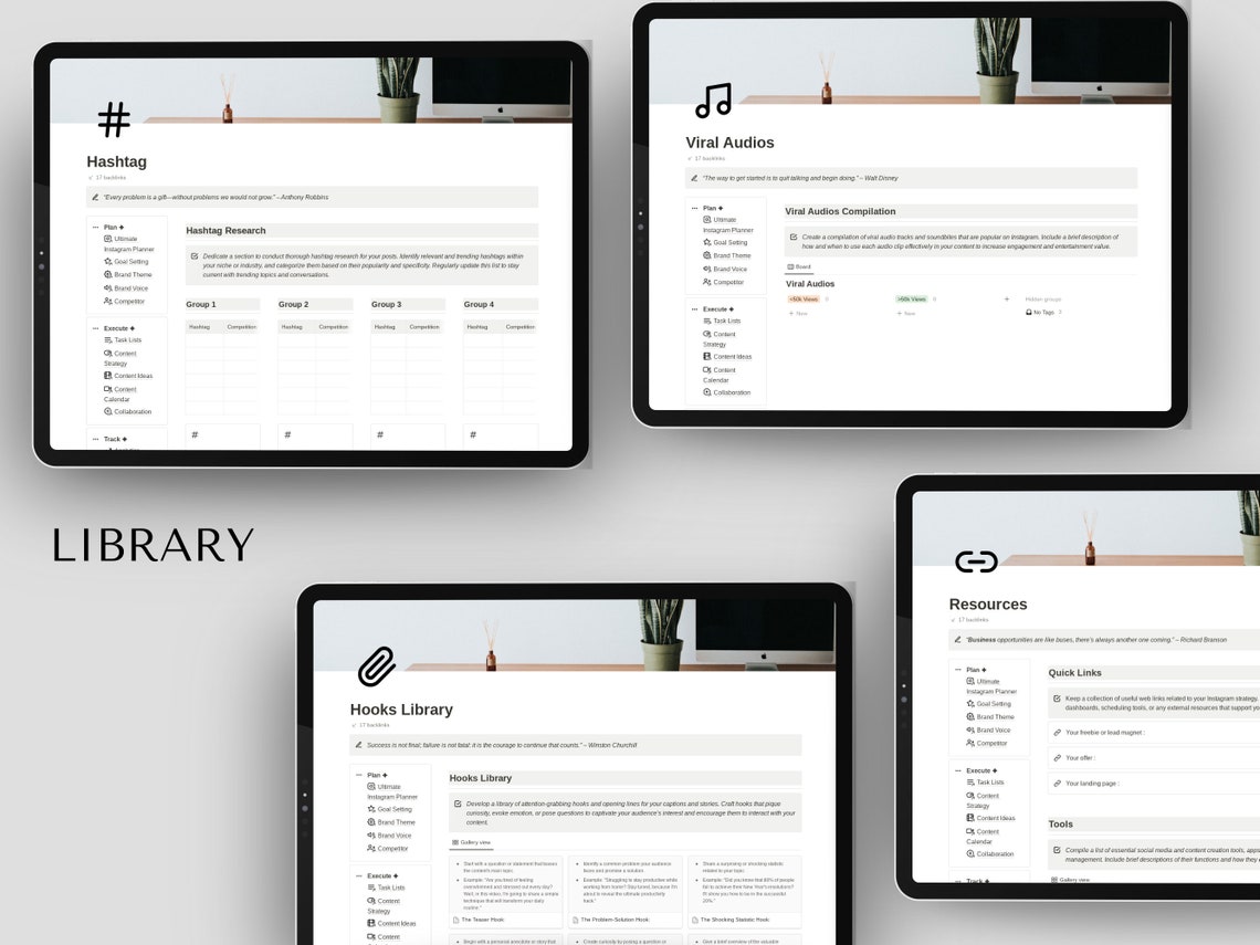Ultimate Instagram Planner, Notion Template Business, Content Calendar ...