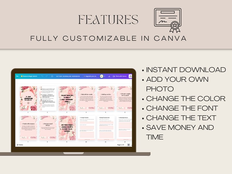 Done for You 7-day Journaling Workbook Editable Canva Life Coaching ...