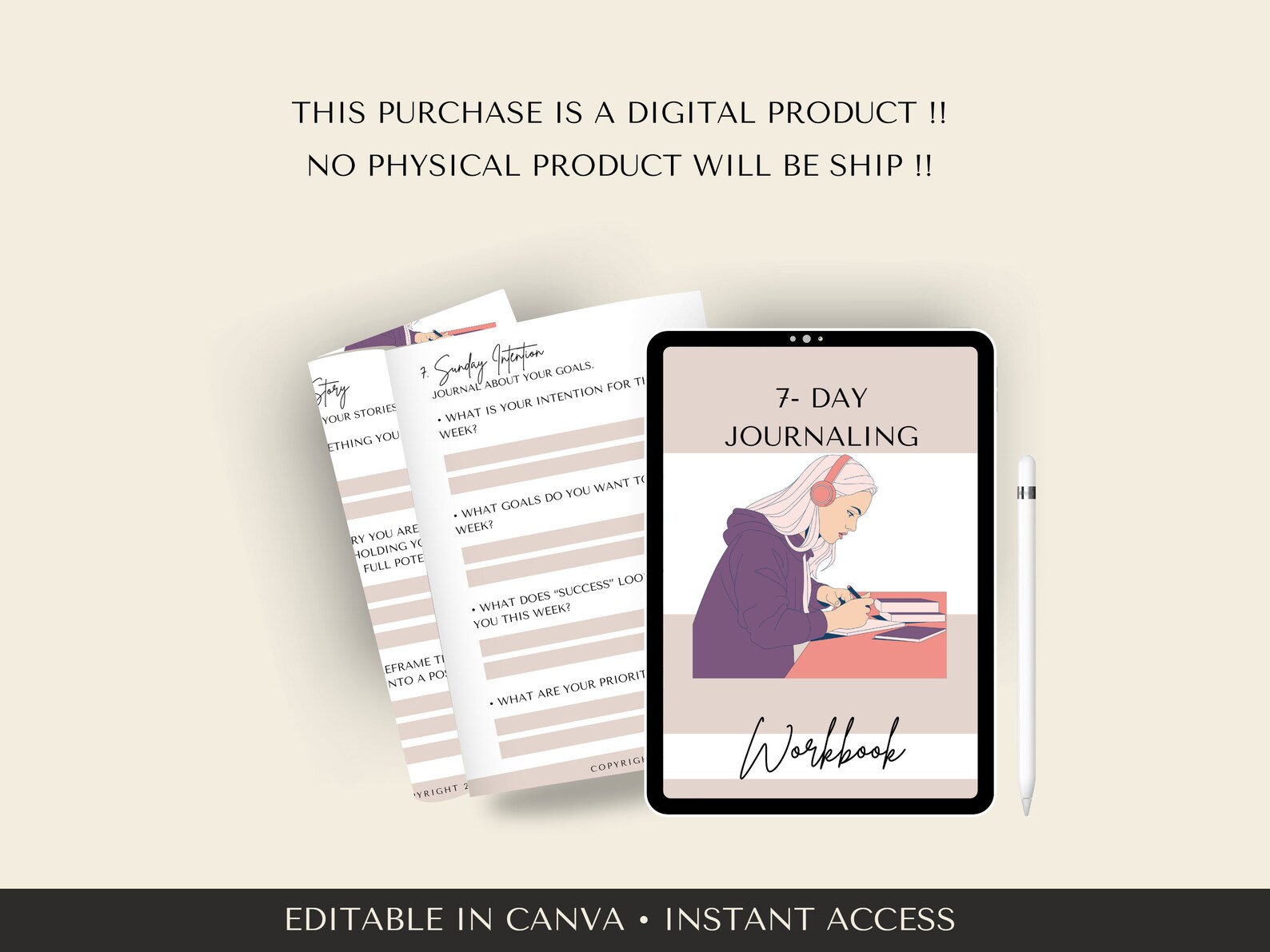 Done for You 7-day Journaling Workbook Editable Canva - Etsy