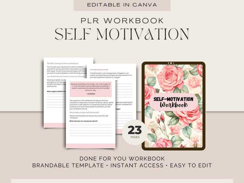 Done for You | Self-motivation Brandable Workbook | Editable Canva ...