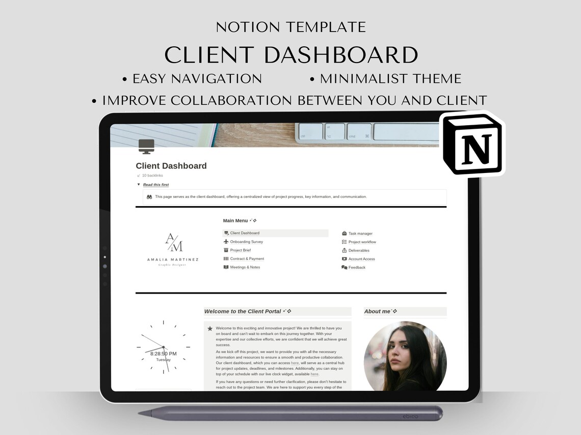 Client Dashboard Notion Template, Notion Client Portal Template ...