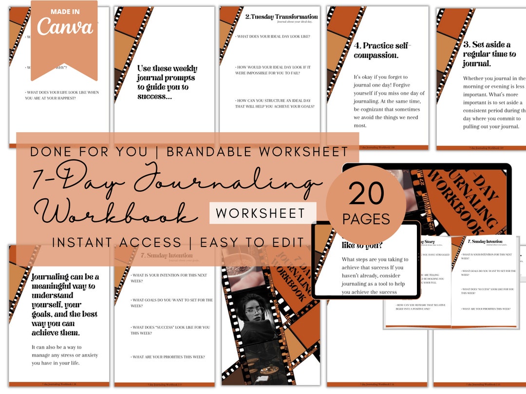Done for You 7-day Journaling Workbook Editable Canva - Etsy