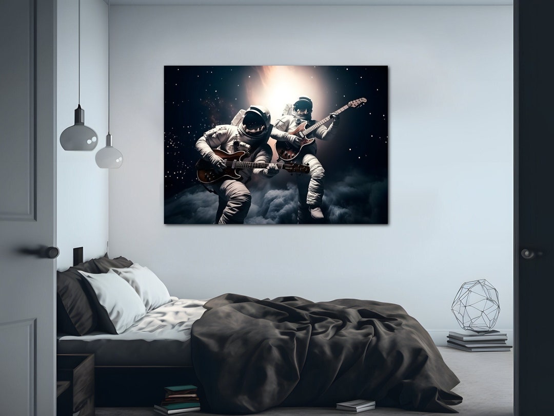 Cosmic Duet, Astronauts in Space, Space Art, Guitar, Cool Art, Poster ...
