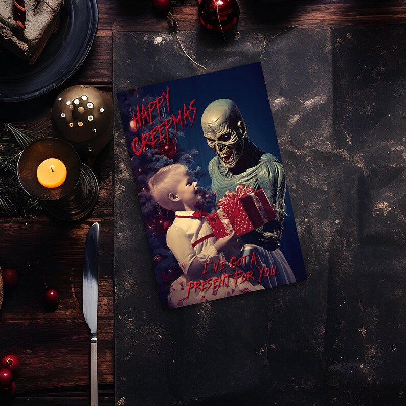 Creepy Christmas Card, Ironic Card, Colleague Gift, Gift for Friend ...