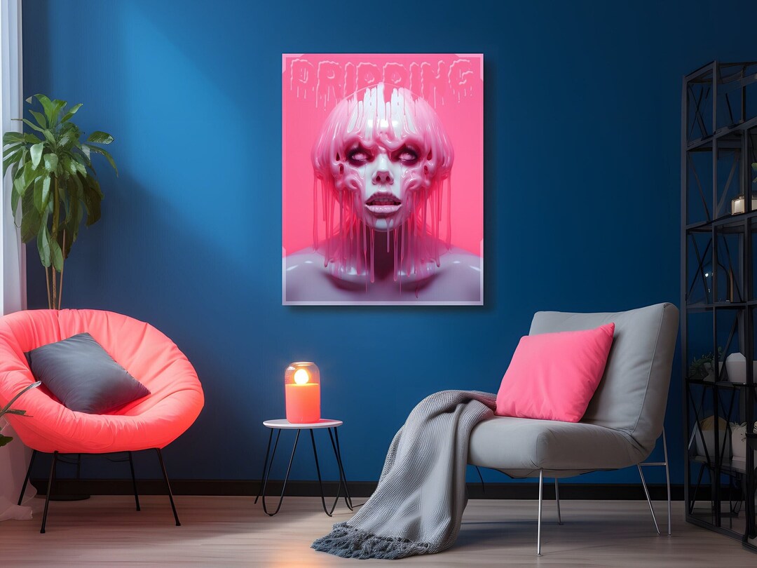 Dripping Poster, Dripping Art, Abstract Art, Liquid Art, Pink Art, Neon ...