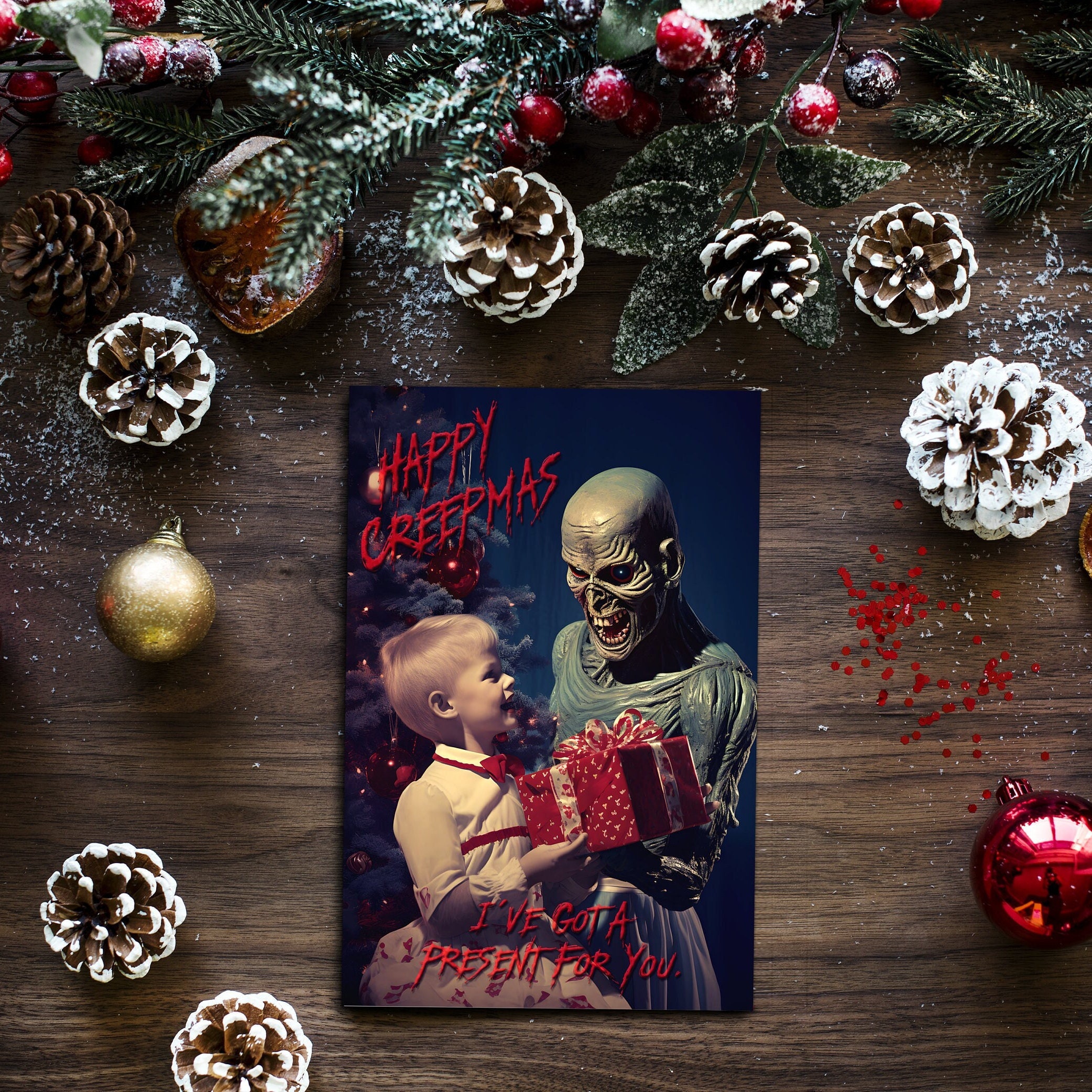 Creepy Christmas Card, Ironic Card, Colleague Gift, Gift for Friend ...