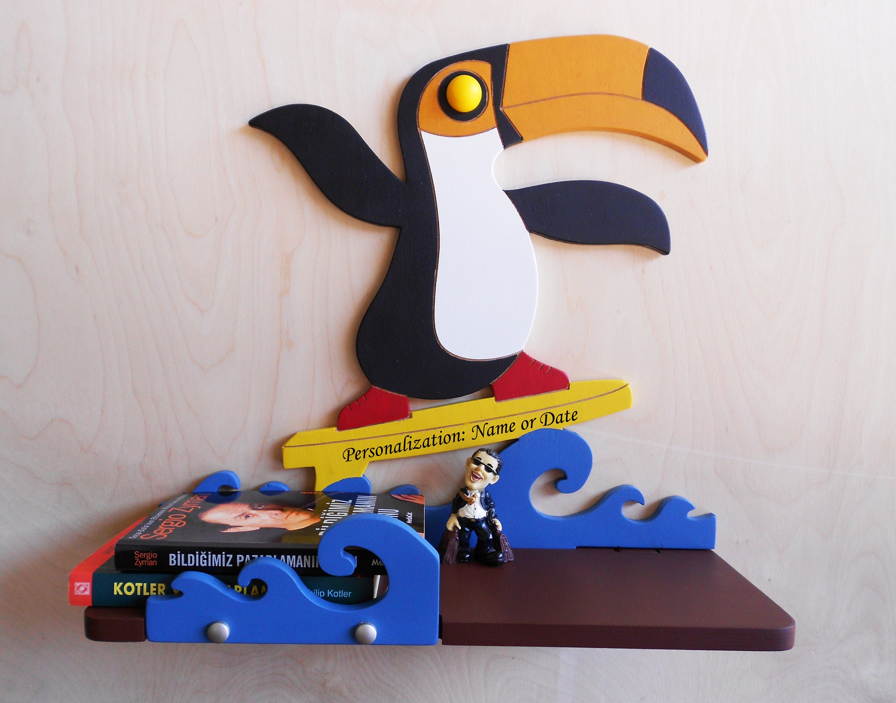 Cute Penguin Floating Wall Shelf Wall Hanging Wooden Book - Etsy