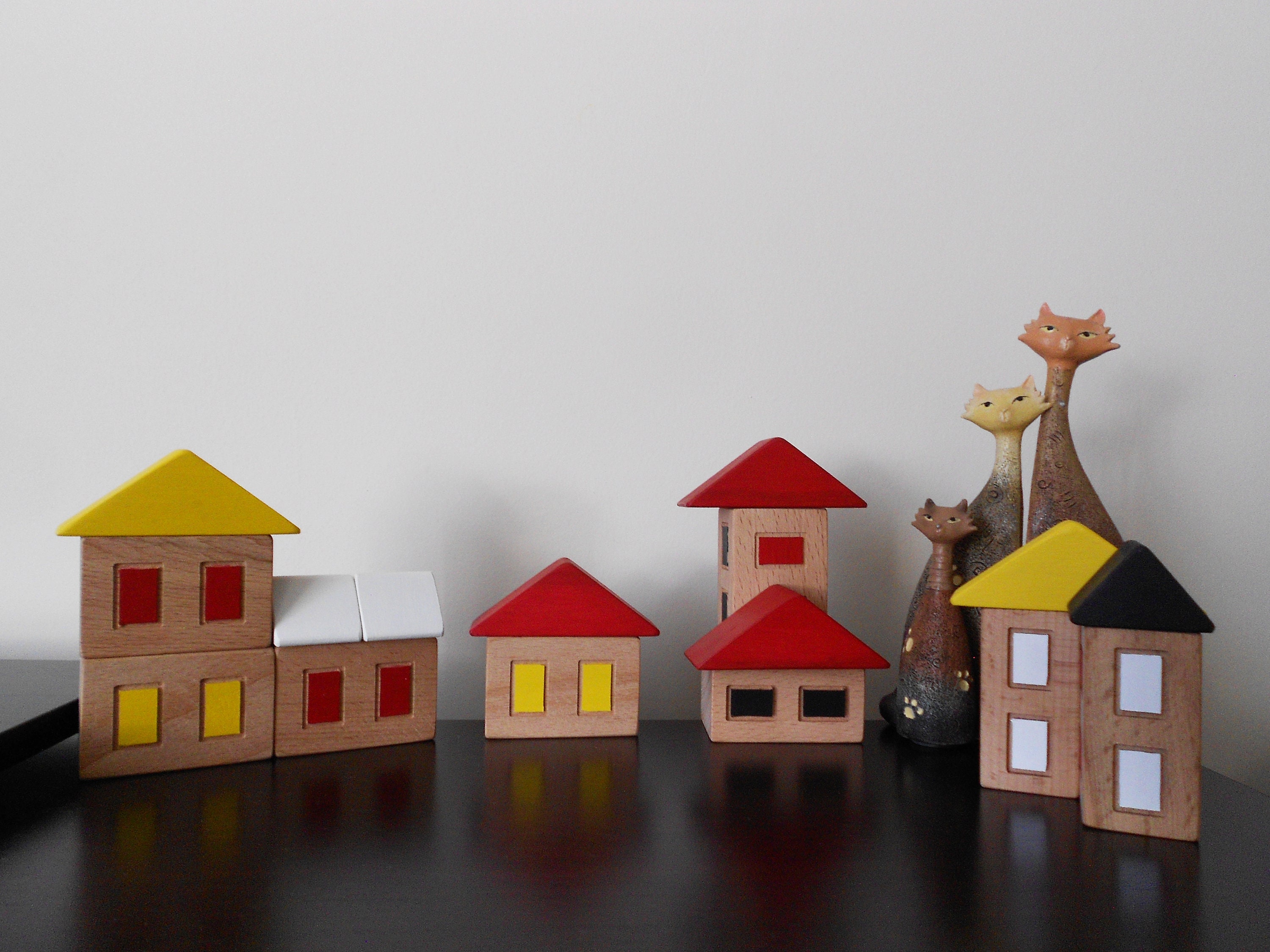 18 Piece Miniature House Set, Colorful Miniature Houses, Minimalist ...