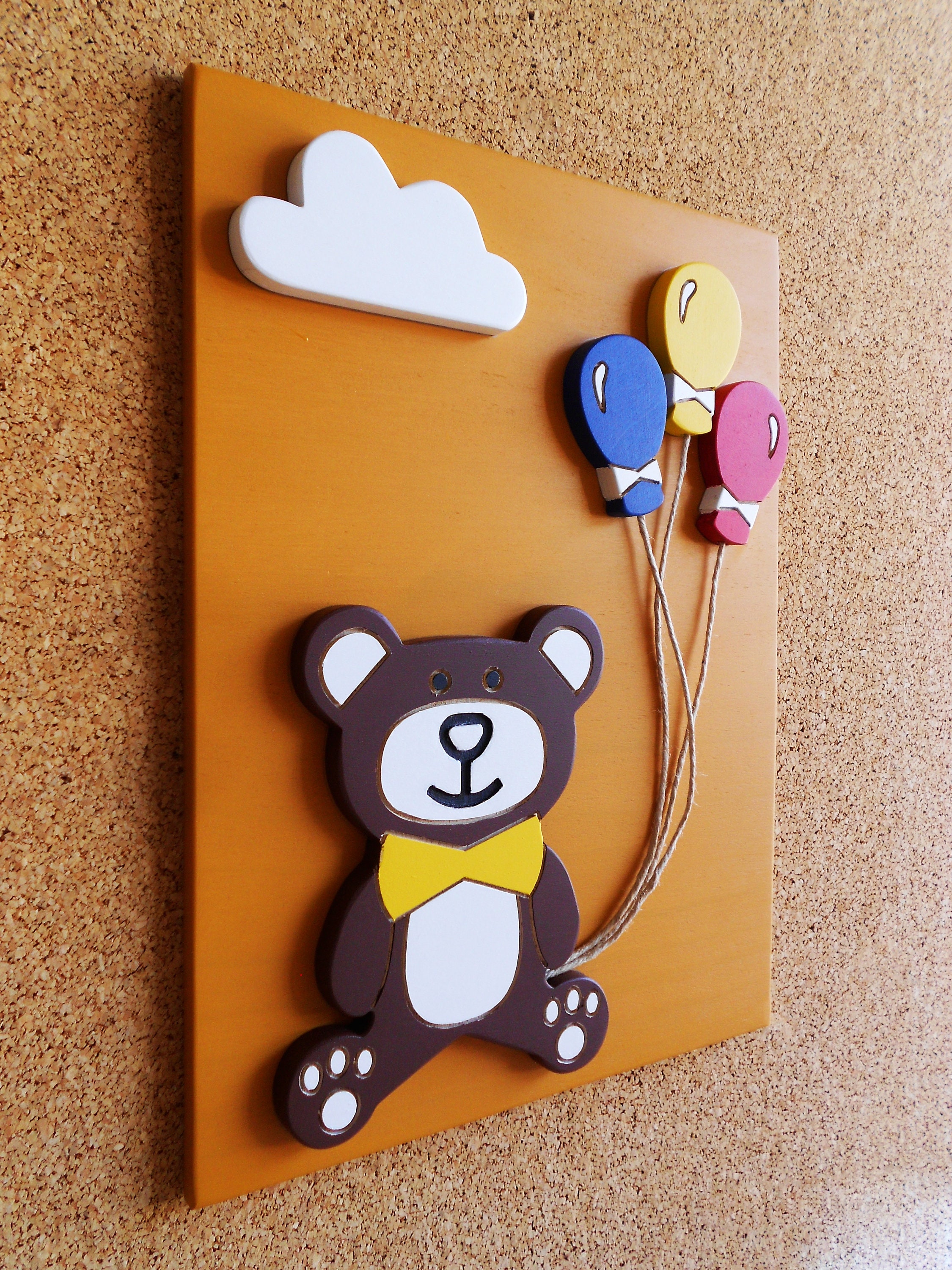 Teddy Bear Wall Decor With Balloons, Personalized Children's Room Art ...