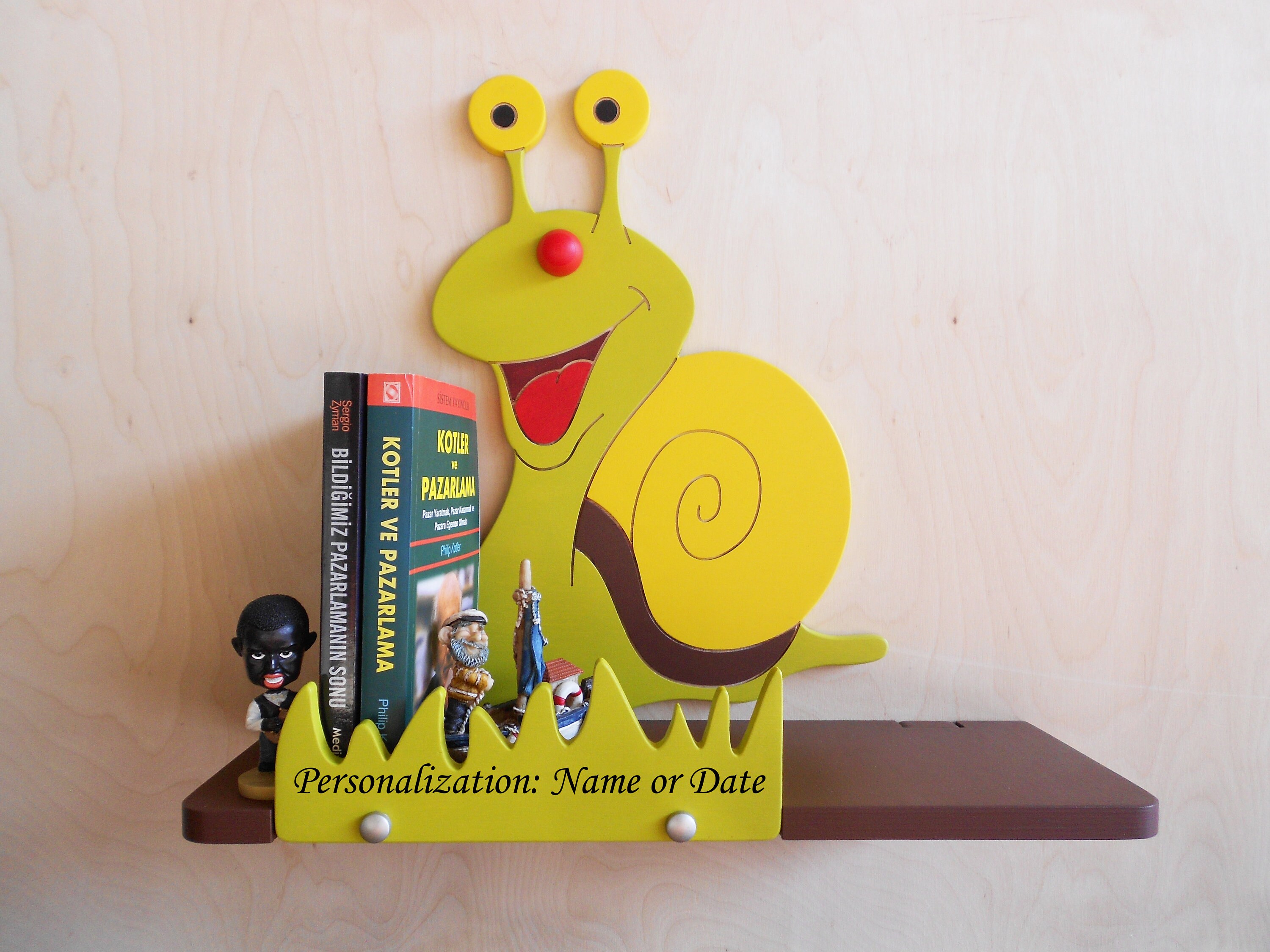 Cute Snail Floating Wall Shelf Wall Hanging Wooden Book - Etsy