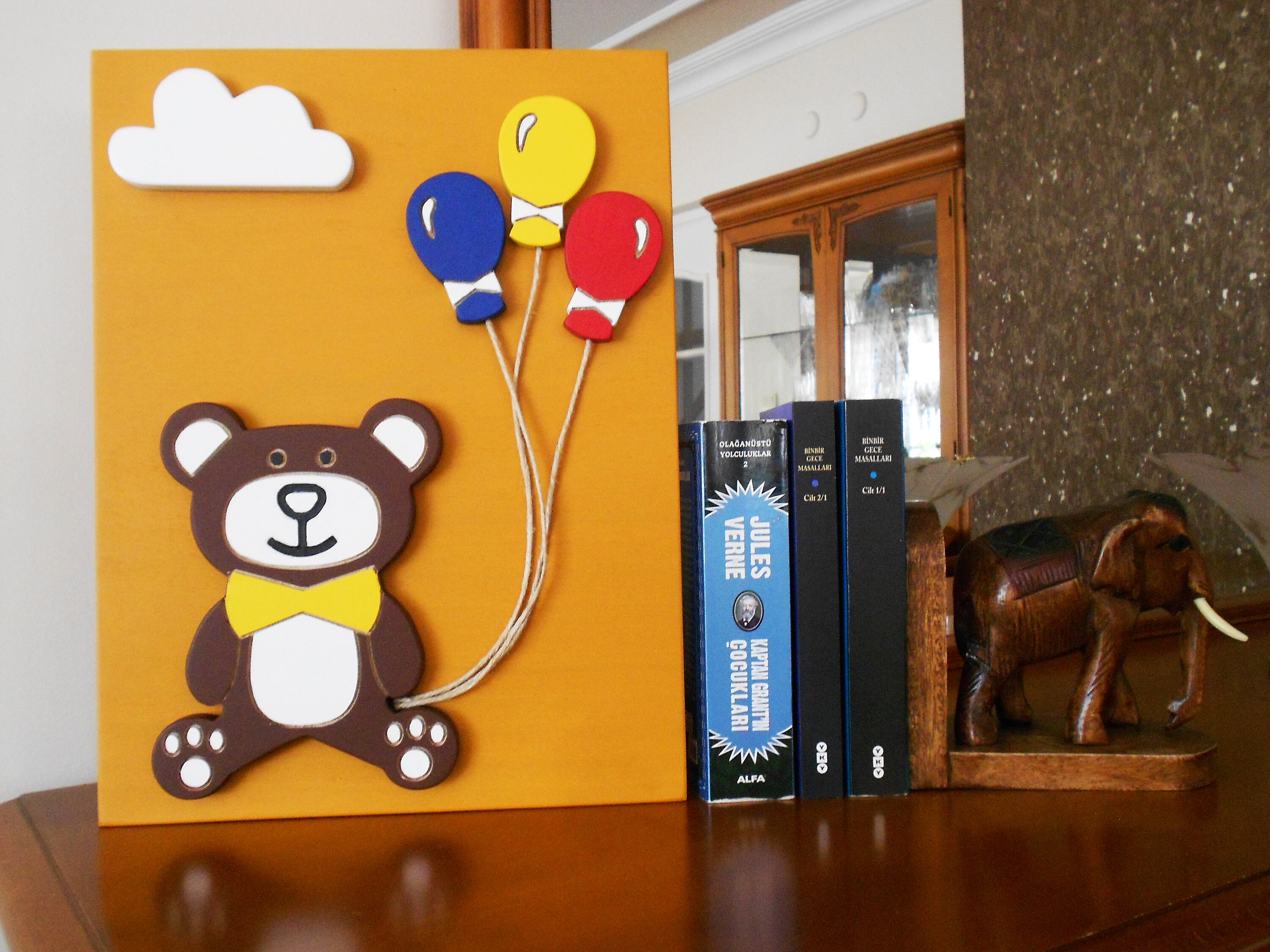 Teddy Bear Wall Decor With Balloons, Personalized Children's Room Art ...