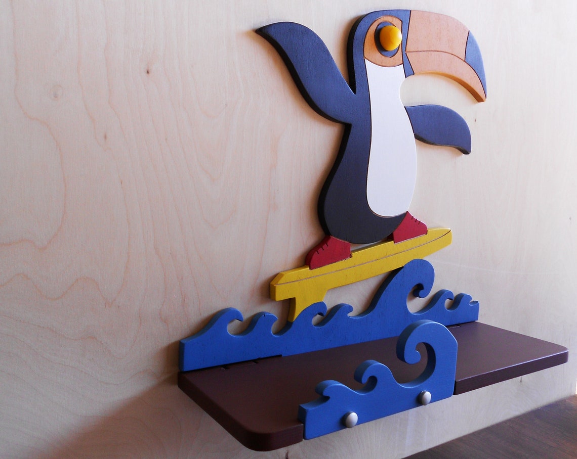 Cute Penguin Floating Wall Shelf Wall Hanging Wooden Book - Etsy