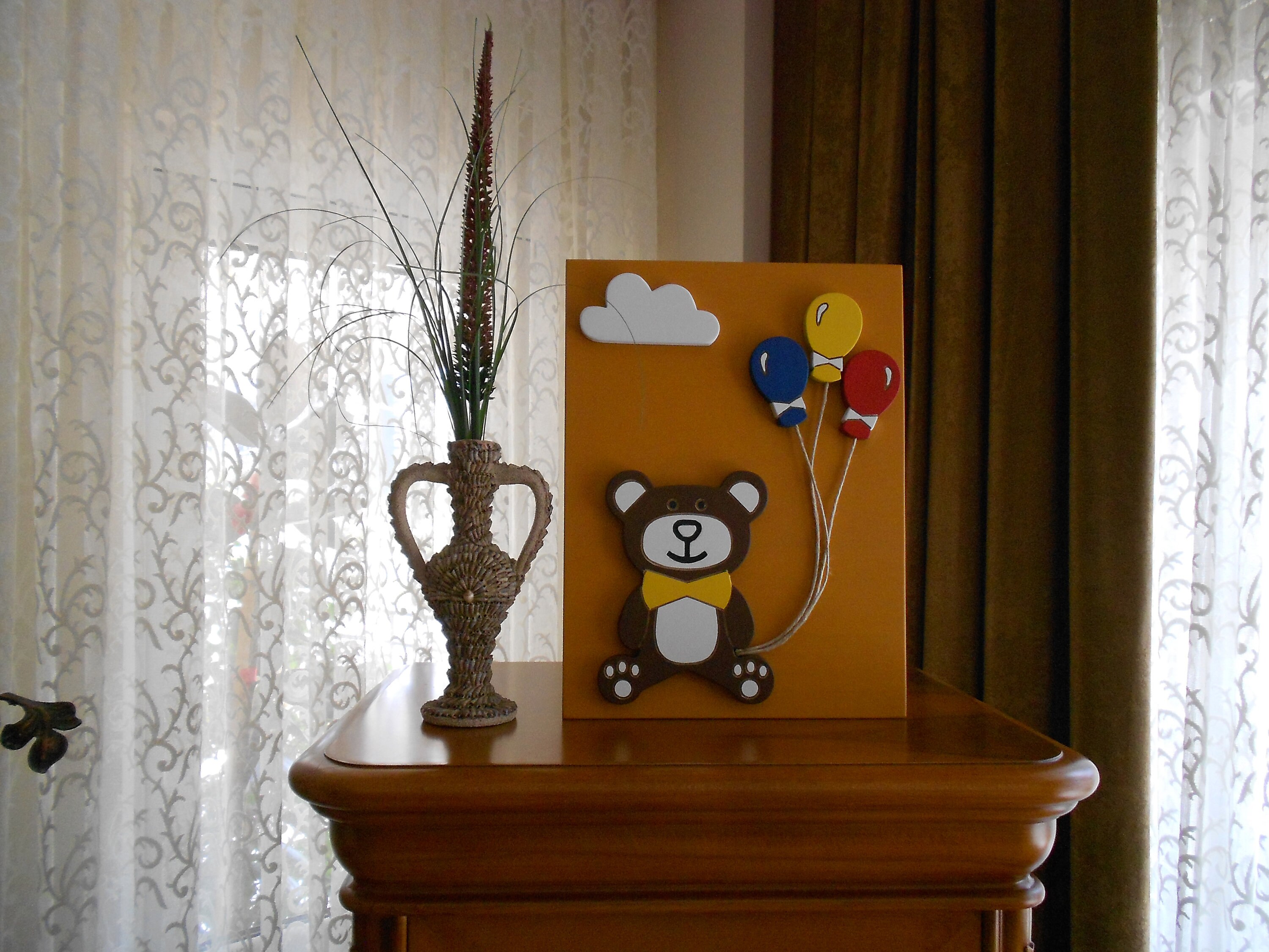 Teddy Bear Wall Decor With Balloons, Personalized Children's Room Art ...