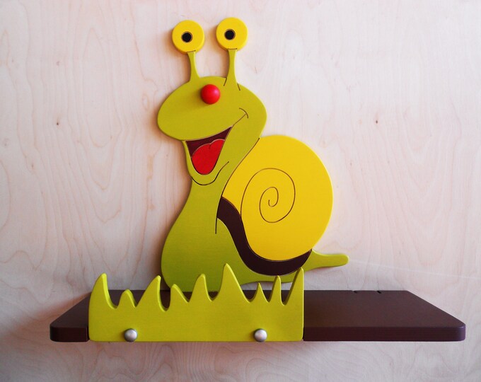 Cute Snail Floating Wall Shelf, Wall Hanging Wooden Book Shelf ...