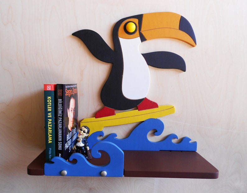 Cute Penguin Floating Wall Shelf Wall Hanging Wooden Book - Etsy