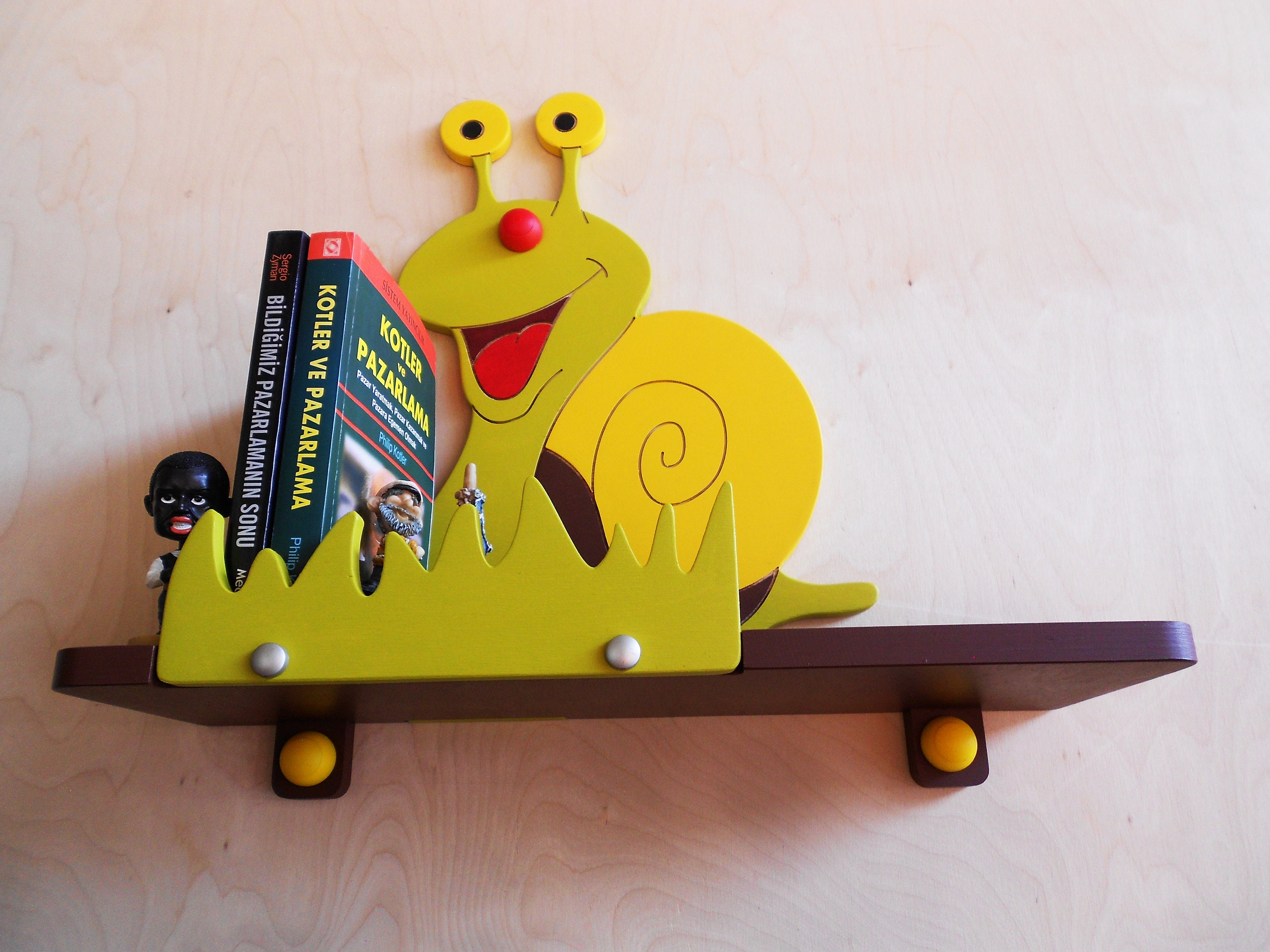 Cute Snail Floating Wall Shelf Wall Hanging Wooden Book - Etsy