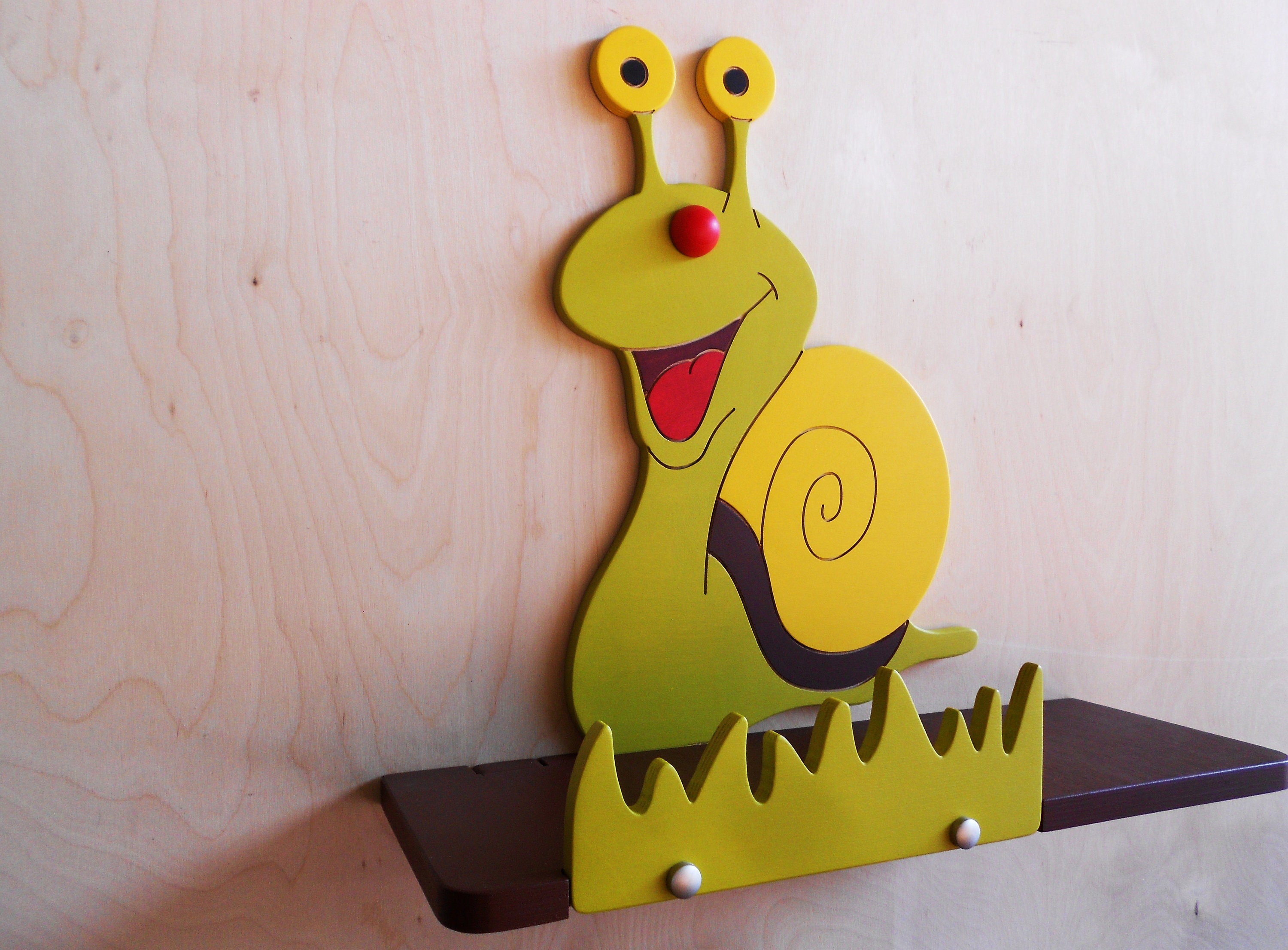 Cute Snail Floating Wall Shelf Wall Hanging Wooden Book - Etsy