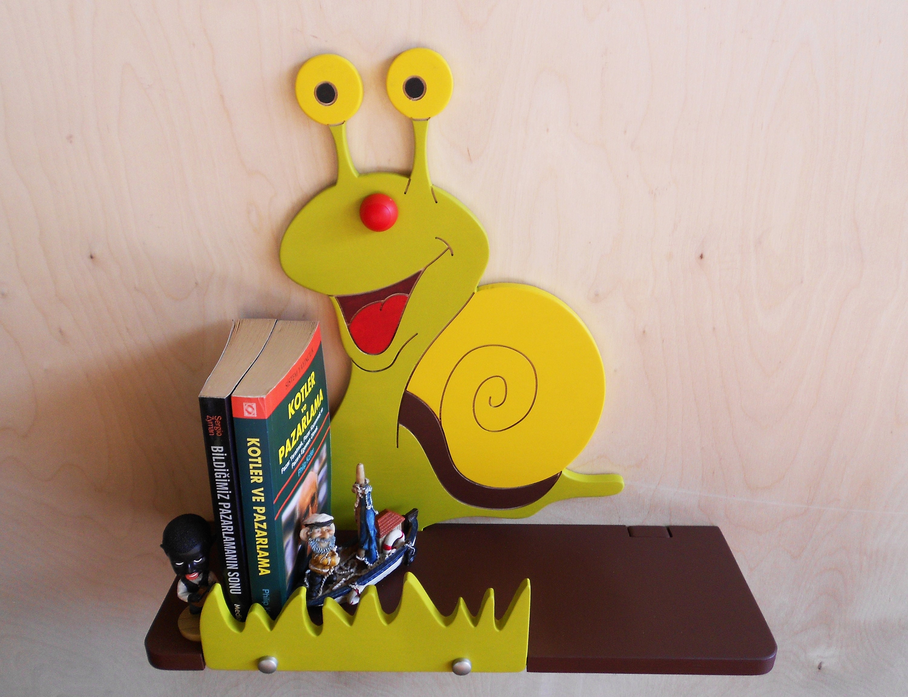 Cute Snail Floating Wall Shelf Wall Hanging Wooden Book - Etsy