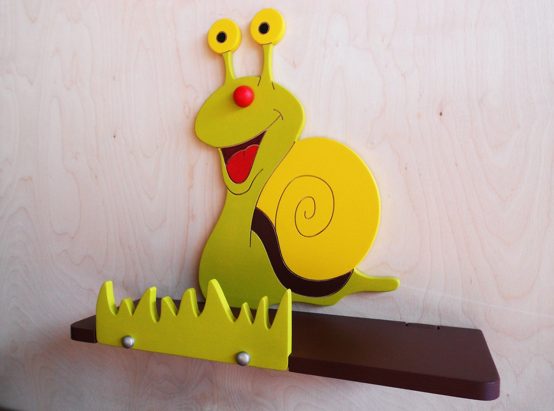 Cute Snail Floating Wall Shelf Wall Hanging Wooden Book - Etsy